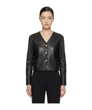 Marissa Chiara V-neck Leather Jacket