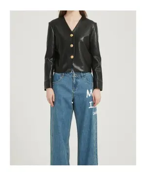 Marissa Chiara V-neck Leather Jacket