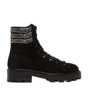 JIMMY CHOO Suede Lace-up Ankle Boots With Embellished Detail