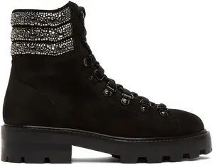 JIMMY CHOO Suede Lace-up Ankle Boots With Embellished Detail