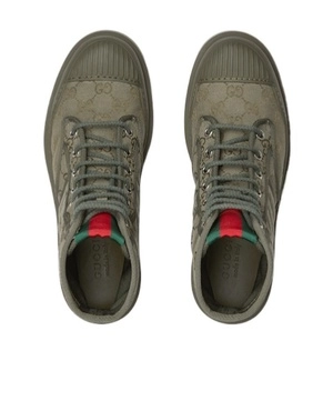Gucci Monogrammed Lace-up Boots - Dark Green