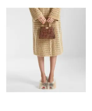 Fendi Light Stonewash Effect Crocodile Leather Bag - Brown