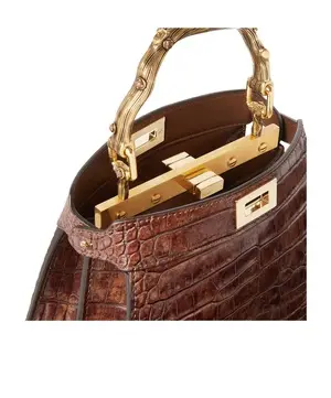 Fendi Light Stonewash Effect Crocodile Leather Bag - Brown