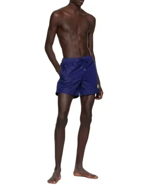 Moncler Logo Patch Drawstring Swim Shorts - Blue