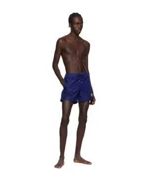 Moncler Logo Patch Drawstring Swim Shorts - Blue