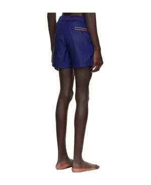 Moncler Logo Patch Drawstring Swim Shorts - Blue