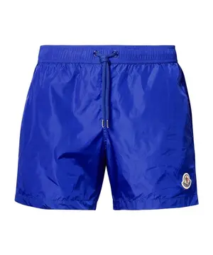 Moncler Logo Patch Drawstring Swim Shorts - Blue