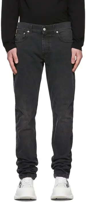 Alexander McQueen Graffiti Logo Embroidered Slim Fit Jeans