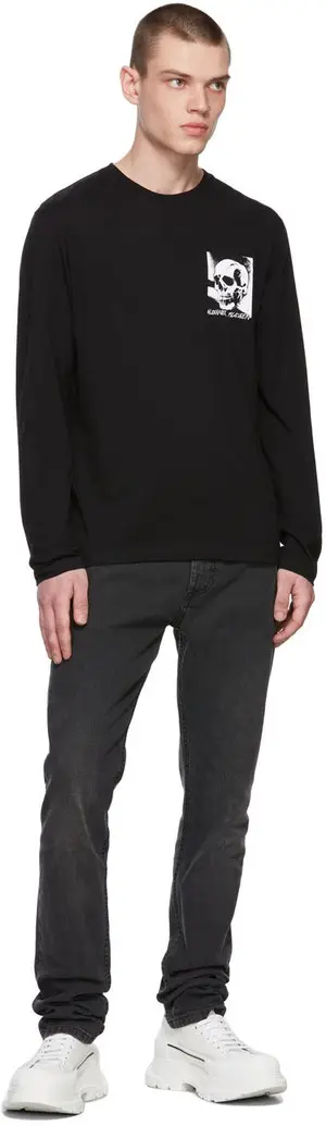 Alexander McQueen Graffiti Logo Embroidered Slim Fit Jeans