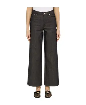 A.p.c. Belted Wide-leg Denim Trousers - Black