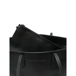Brunello Cucinelli Duo Logo Tote Bag - Black