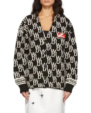 We11Done Logo Jacquard Knitted Cardigan