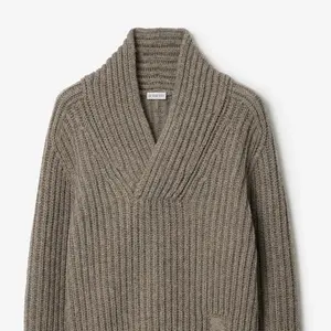 Burberry Shawl Collar Knitted Jumper With Equestrian Knight Design