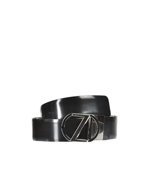 Zegna Logo Buckle Belt - Black