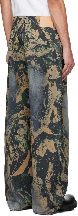 Acne Studios Super Baggy Jeans With Seasonal Print - Black