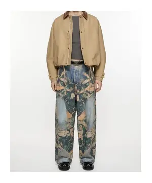 Acne Studios Super Baggy Jeans With Seasonal Print - Black