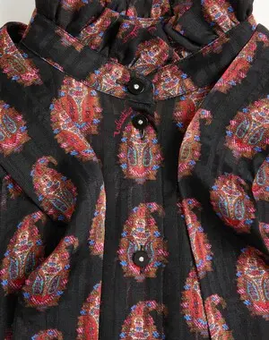 Valentino Garavani Printed Long Sleeve Blouse With Scarf Detail And Fringe
