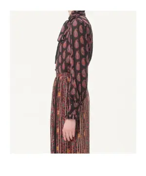 Valentino Garavani Printed Long Sleeve Blouse With Scarf Detail And Fringe