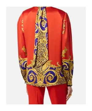 Versace Baroque Print Puff Sleeve Blouse