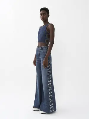 Chloé Side Cut-out Denim Top
