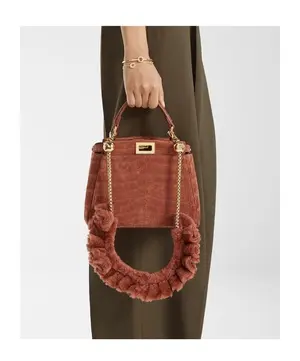 Fendi Sienna Nubuck Crocodile Leather Bag - Brown