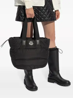 Moncler Logo Patch Padded Tote Bag - Black