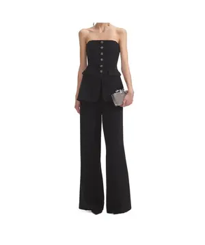 SELF-PORTRAIT Bandeau Crepe Jumpsuit - Black