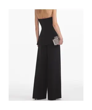 SELF-PORTRAIT Bandeau Crepe Jumpsuit - Black