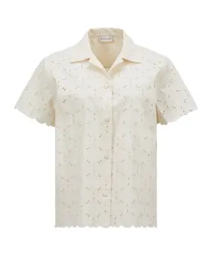 Moncler Broderie Anglaise Geometric Print Short Sleeve Shirt