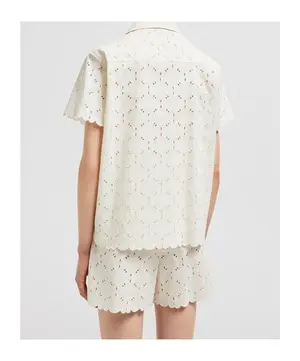 Moncler Broderie Anglaise Geometric Print Short Sleeve Shirt
