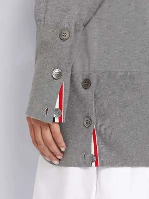 Thom Browne Four-bar Long Sleeve Cardigan - Light Gray