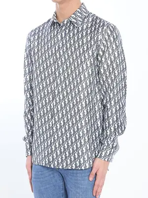 Dior All-over Logo Patterned Button-up Shirt - White/blue