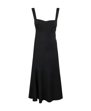 Victoria Beckham Cady Square Neck Midi Dress