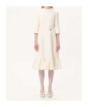 Valentino Garavani Crepe Couture Midi Dress With Ruffled Hem