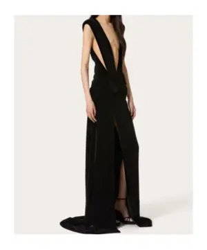 Valentino Garavani Sleeveless Velvet Gown With Deep V-neck And Side Slits