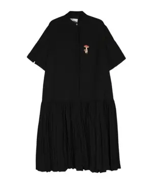 JIL SANDER Mushroom Embroidered Crepe Midi Dress - Black