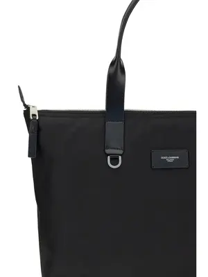 Dolce & Gabbana Logo Patch Shopping Bag - Black