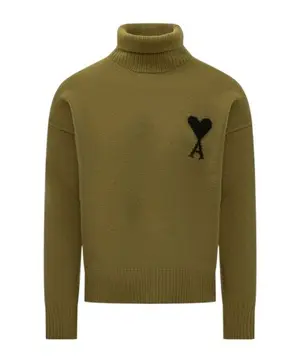Ami De Coeur Funnel Neck Knitted Jumper - Green