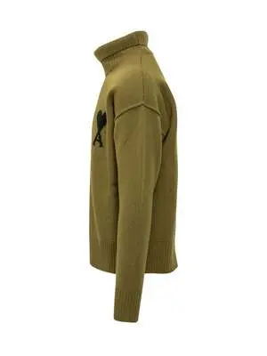 Ami De Coeur Funnel Neck Knitted Jumper - Green