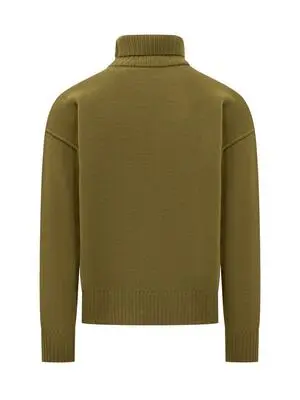 Ami De Coeur Funnel Neck Knitted Jumper - Green