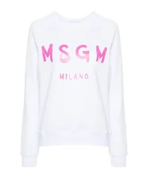 MSGM Logo Print Crewneck Sweatshirt - White