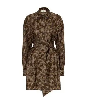 FENDI Fendi FF Motif Belted Shirt Dress