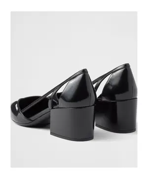 Prada Brushed Leather Cut-out Pumps - Black