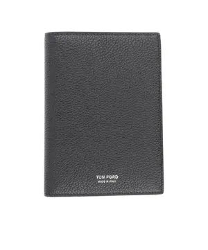 TOM FORD Hammered Leather Passport Holder - Black