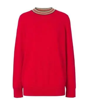 Burberry Burberry Red Cashmere Jumper With Striped Neckline Red