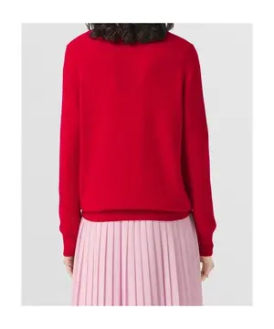 Burberry Cashmere Jumper With Striped Neckline - Red
