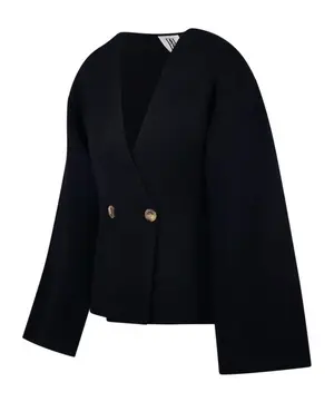 BY MALENE BIRGER Double-breasted Knitted Cardigan - Black