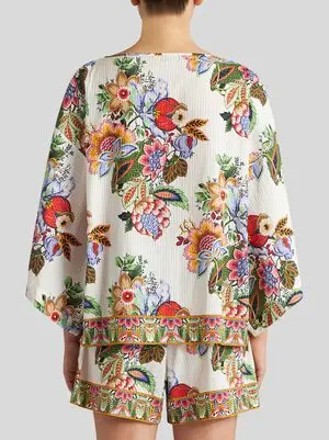Etro Floral Printed Top With Rope Detailing