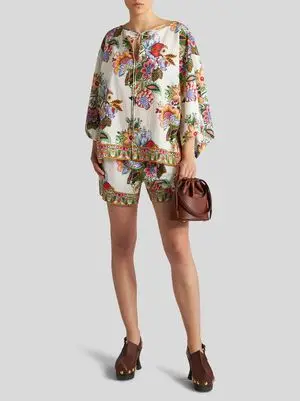 Etro Floral Printed Top With Rope Detailing