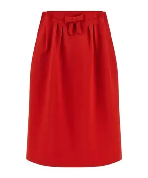 Prada Pleated Bow Midi Skirt